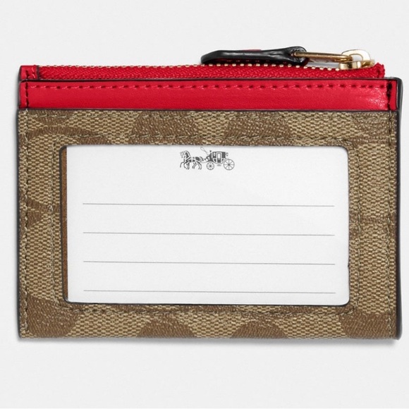 Coach | Bags | Coach Id Case Wallet Khaki Electric Red Nwt | Poshmark